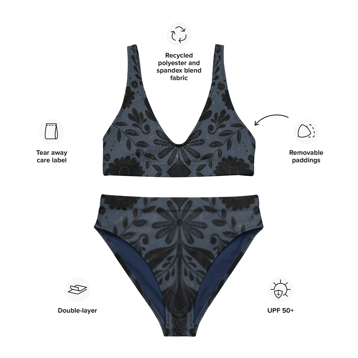 Recycled high-waisted bikini [Night Sky] – Juliana Yasmine